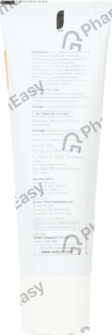 Buy UV DOUX SPF 50 TUBE OF 50GM SUNSCREEN GEL Online & Get Upto 60% OFF at PharmEasy