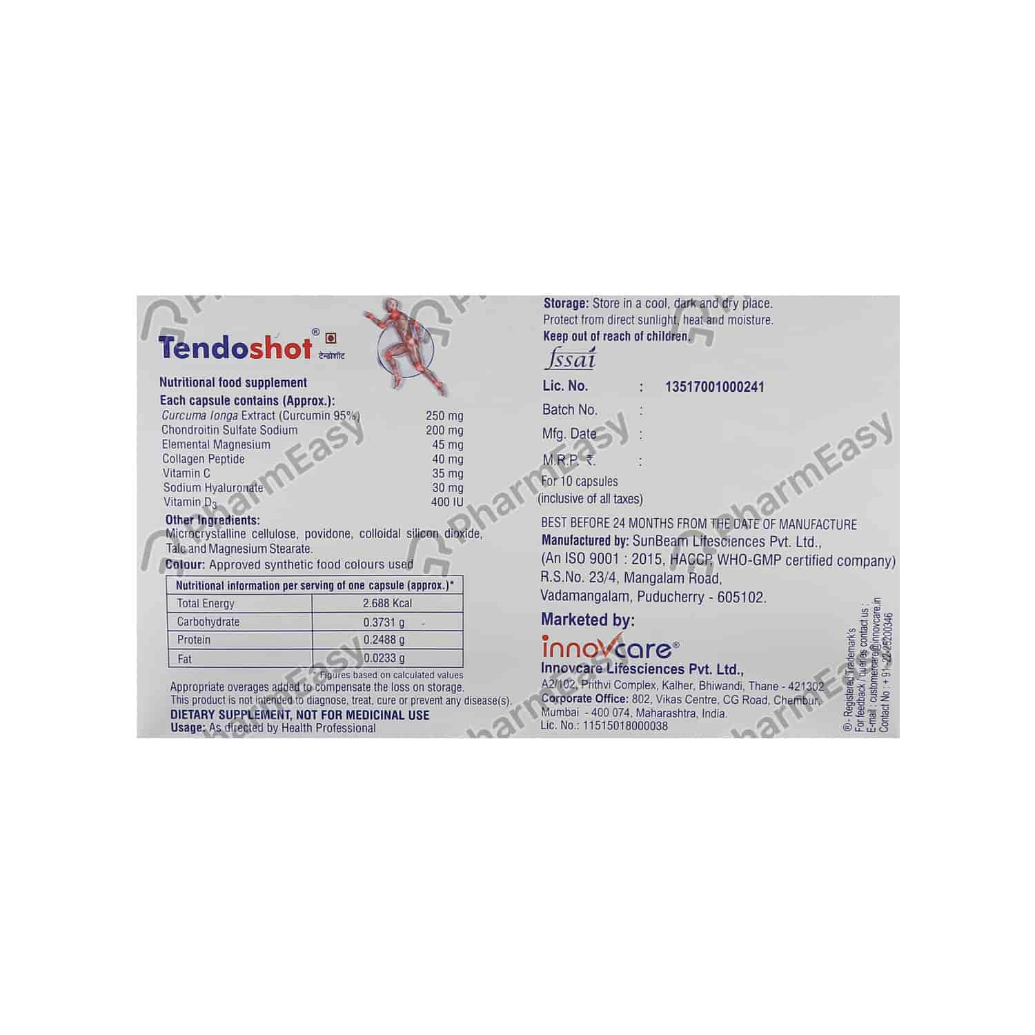 Buy Tendoshot Capsule 10'S Online at Flat 18% OFF* | PharmEasy