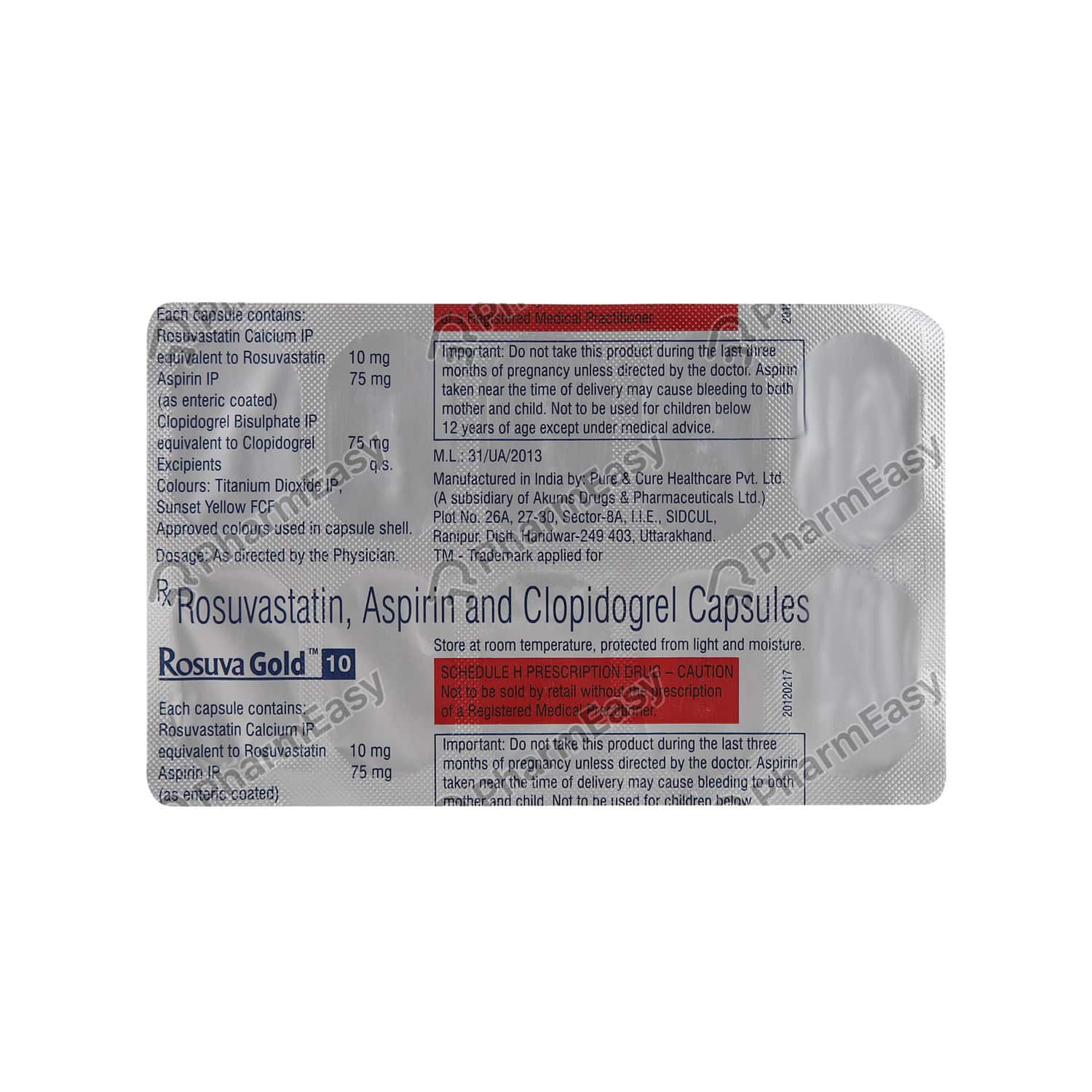 Rosuva Gold 10mg Strip Of 10 Capsules - Uses, Side Effects, Dosage ...