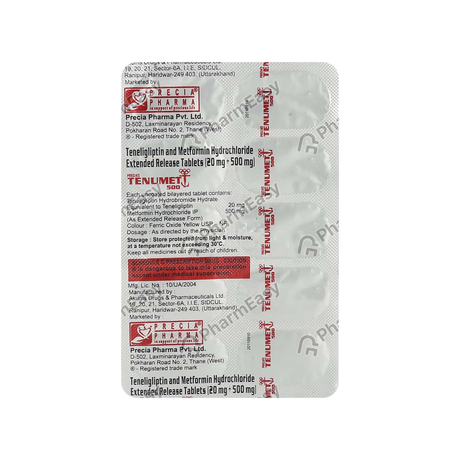 Tenumet 500mg Strip Of 10 Tablets - Uses, Side Effects, Dosage ...