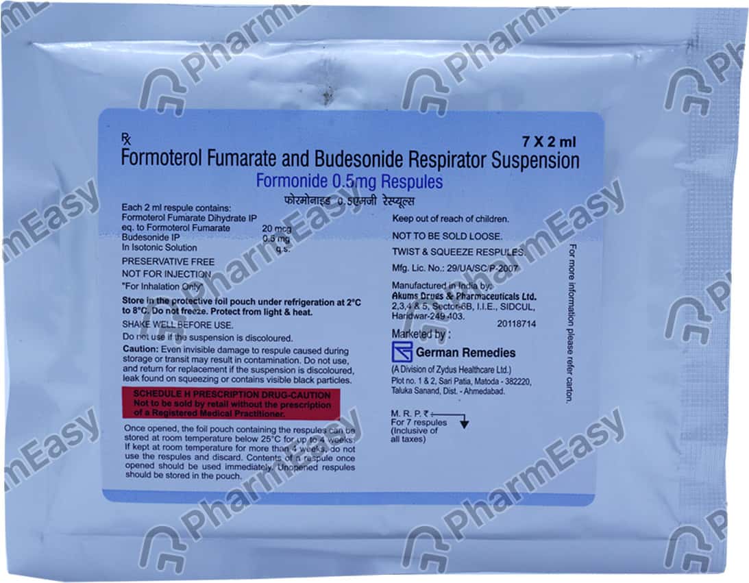 Formonide 0.5mg 2ml Packet Of 7 Respules: Uses, Side Effects, Price ...