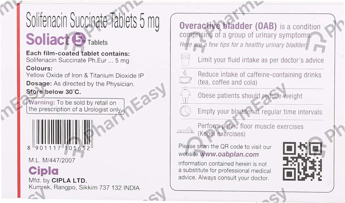 Buy Soliact 5 MG Tablet (15) Online at Flat 15% OFF | PharmEasy