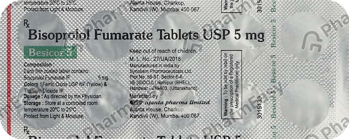 Besicor 5 MG Tablet (10): Uses, Side Effects, Price & Dosage | PharmEasy