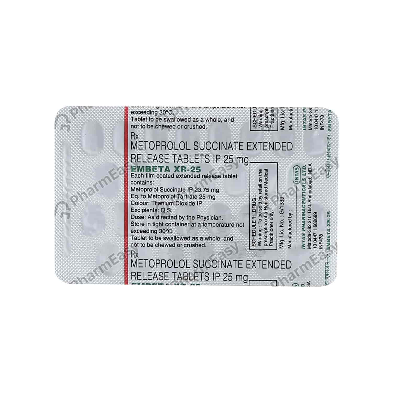 Embeta Xr 25mg Tab 30'S - Uses, Side Effects, Dosage, Composition ...