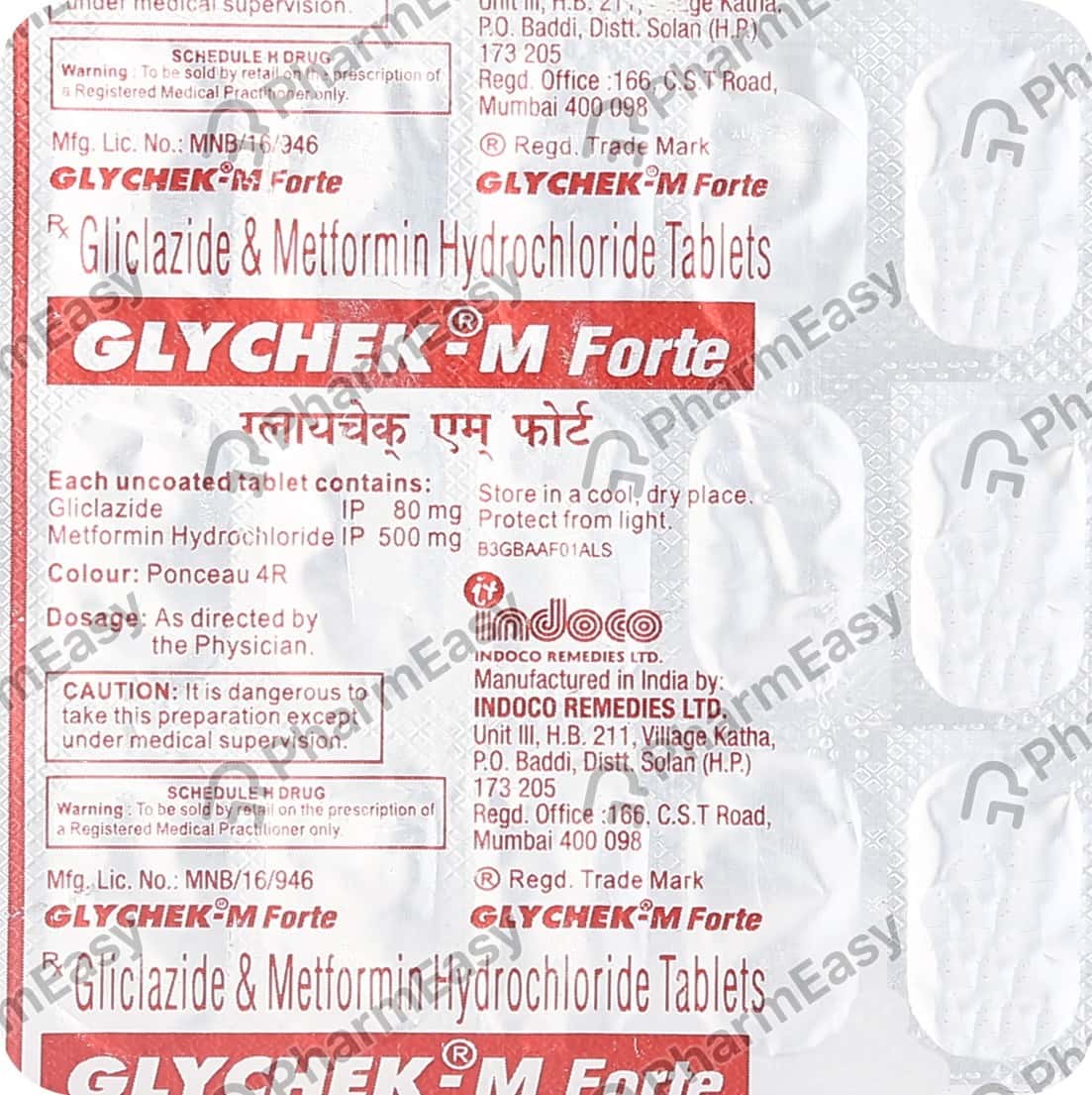 Glychek M Forte Strip Of 15 Tablets: Uses, Side Effects, Price & Dosage ...