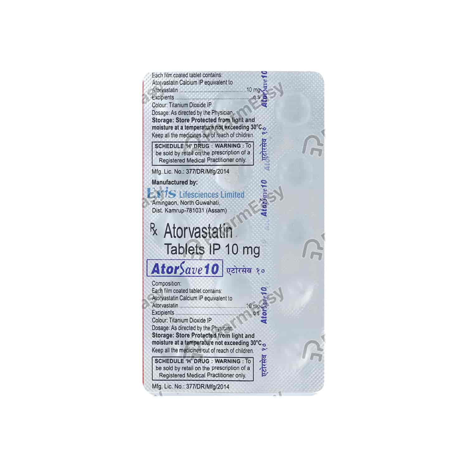 Atorsave 10mg Tab 15'S - Uses, Side Effects, Dosage, Composition ...