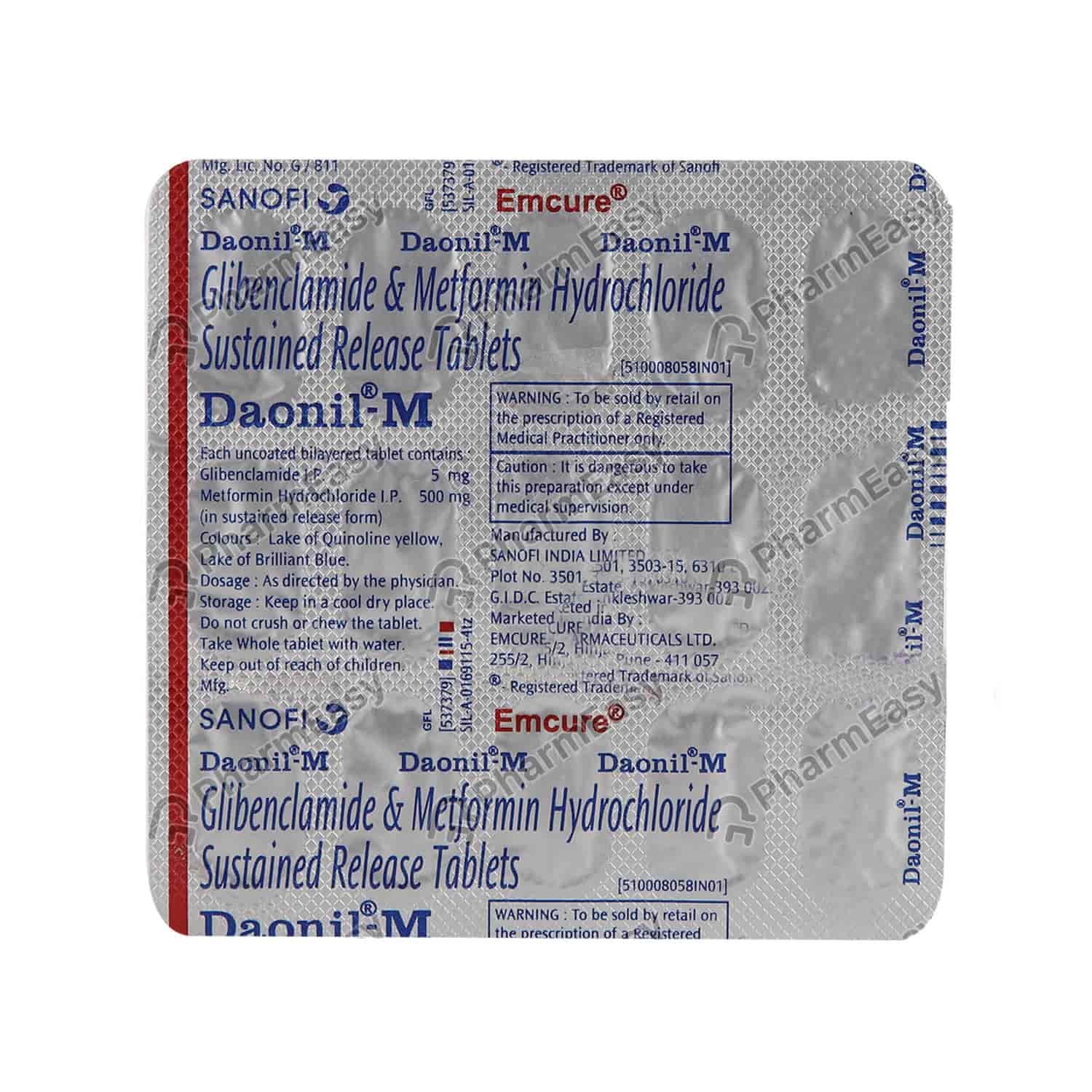 Buy Daonil M Strip Of 15 Tablets Online at Flat 18% OFF* | PharmEasy