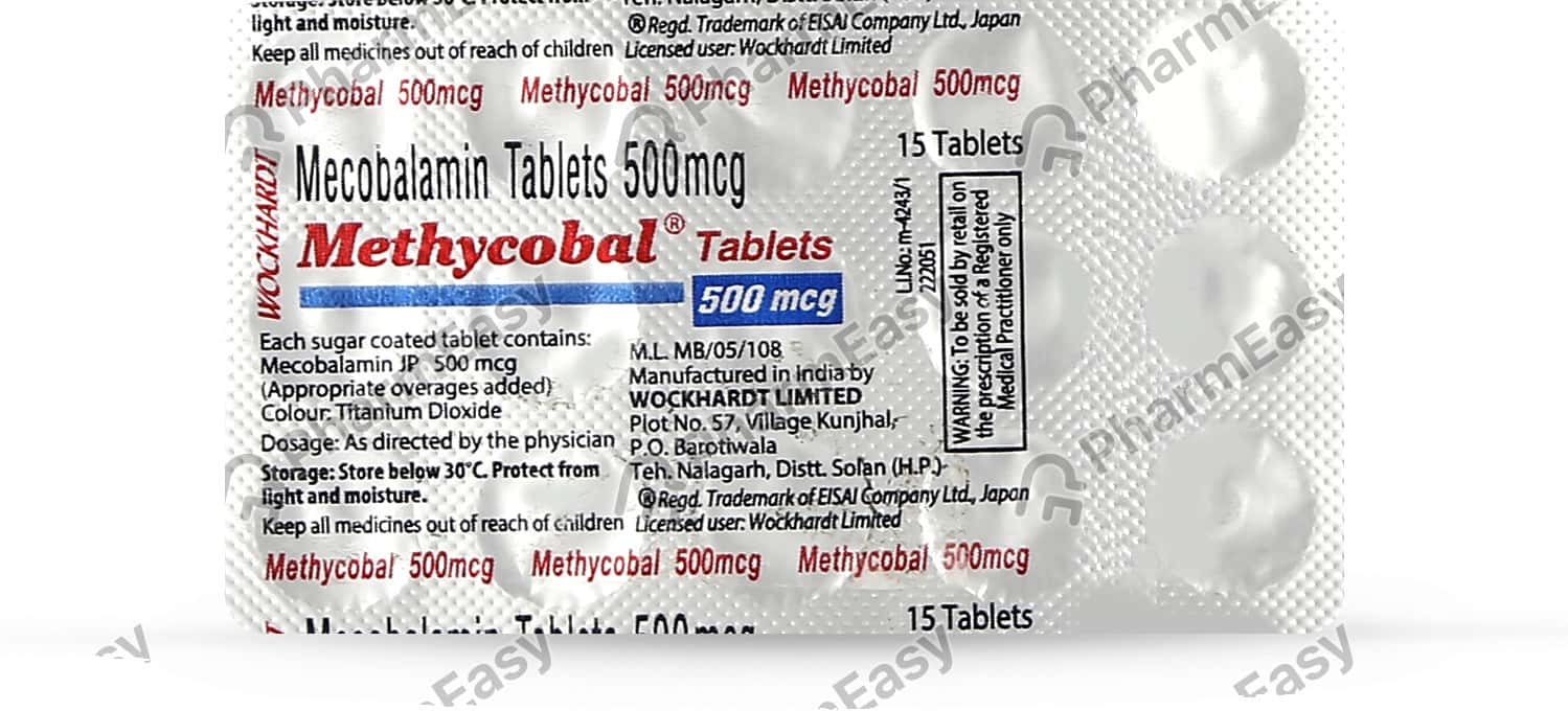 Methycobal 500 MCG Tablet (15): Uses, Side Effects, Price & Dosage ...