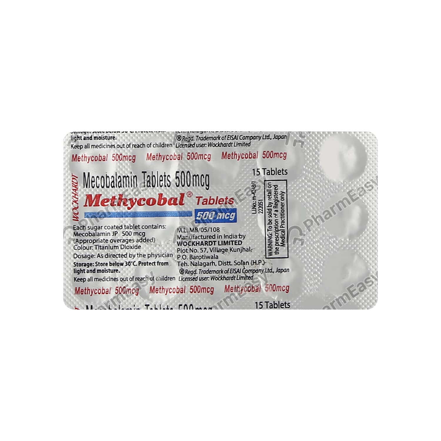 Buy Methycobal 500 MCG Tablet (15) Online at Flat 18% OFF* | PharmEasy