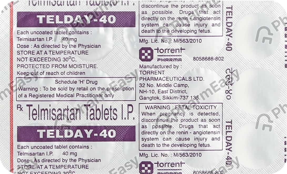 Telday 40 MG Tablet (15): Uses, Side Effects, Price & Dosage | PharmEasy