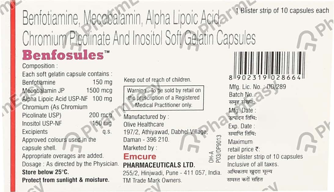 Buy Benfosules Strip Of 10 Capsules Online at Flat 15% OFF | PharmEasy