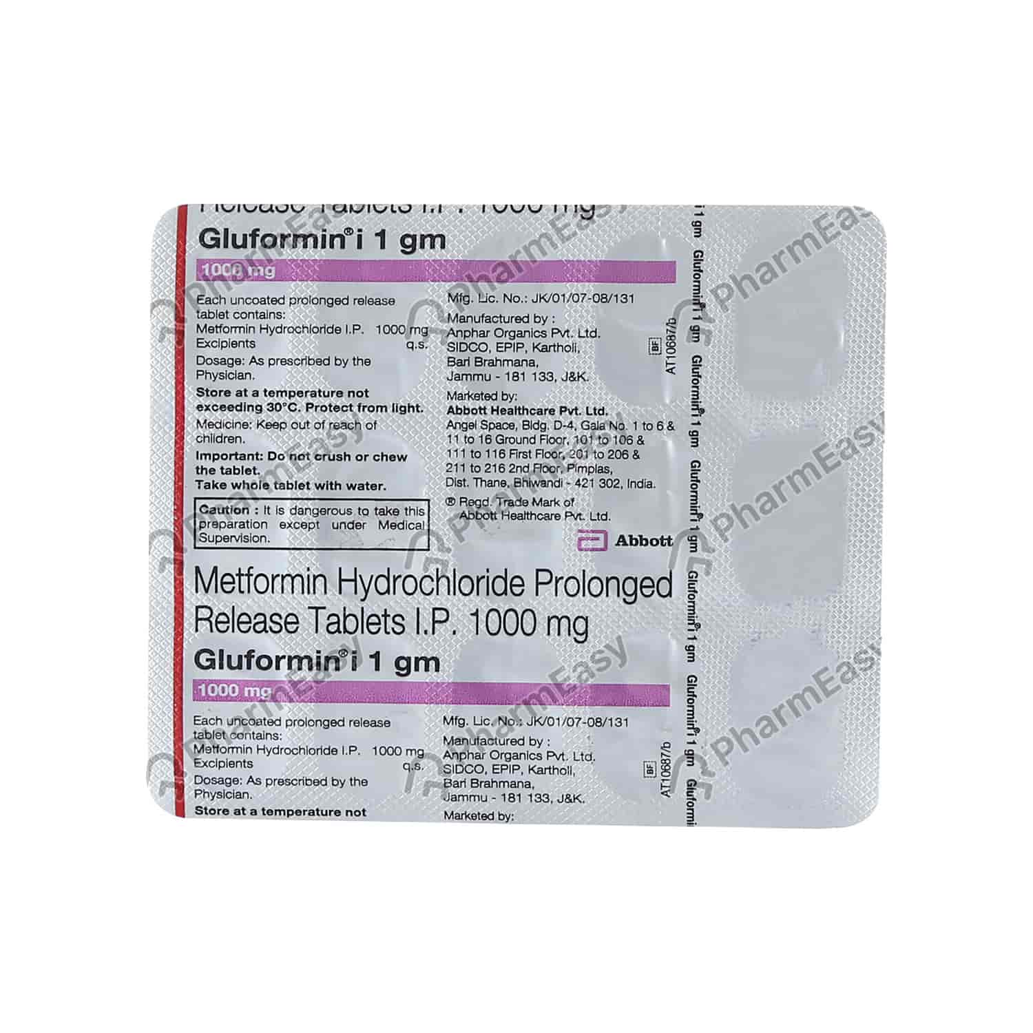 Gluformin I 1gm Tab 15'S - Uses, Side Effects, Dosage, Composition ...