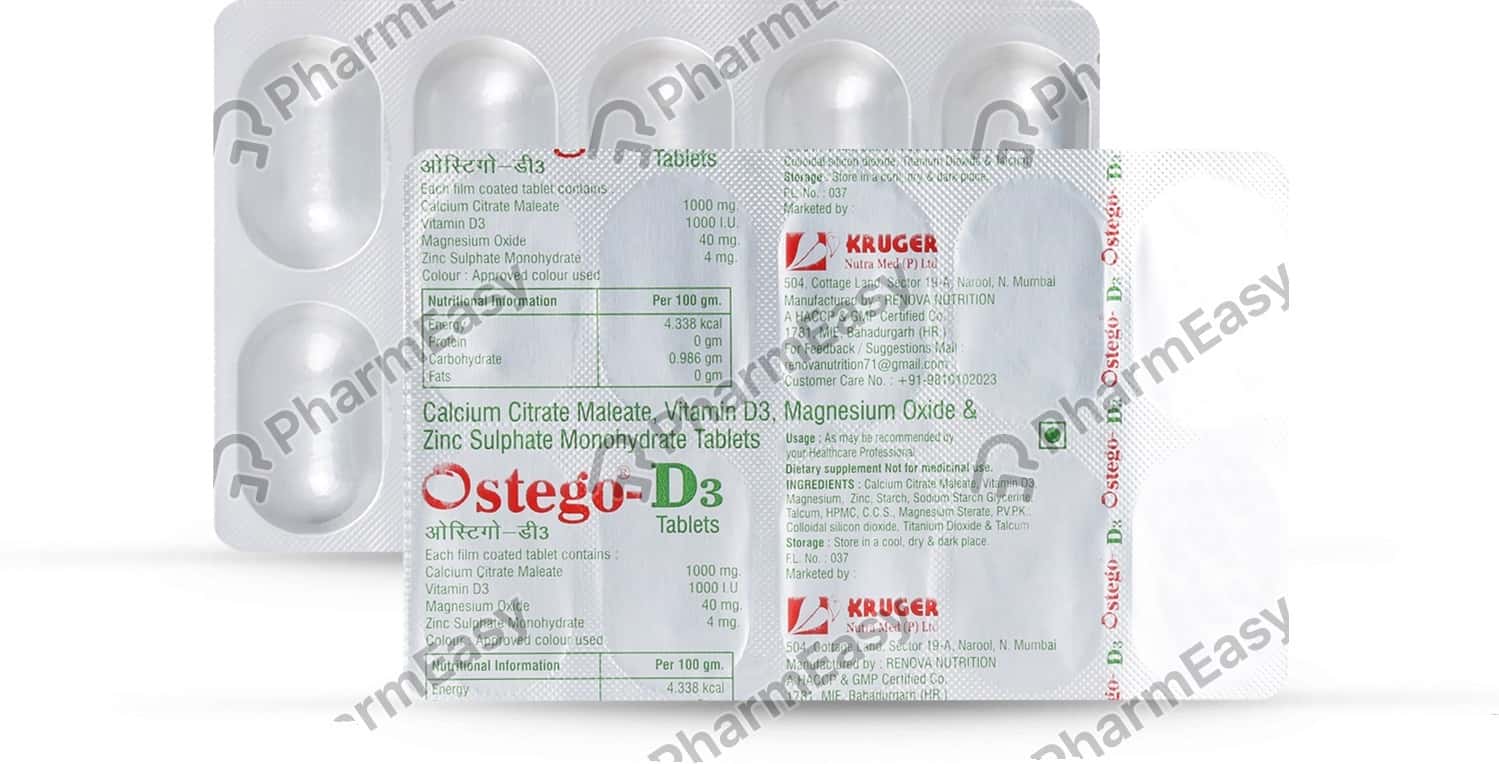 Ostego D3 Strip Of 10 Tablets: Uses, Side Effects, Price & Dosage ...