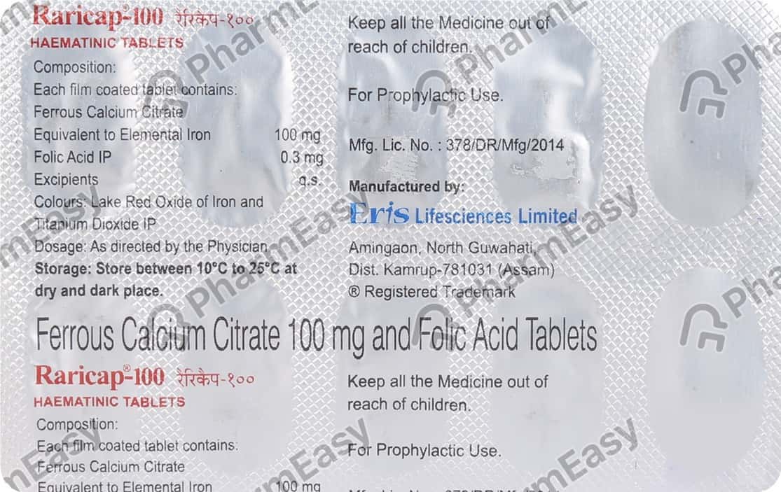 Raricap 100 Strip Of 10 Tablets: Uses, Side Effects, Price & Dosage ...