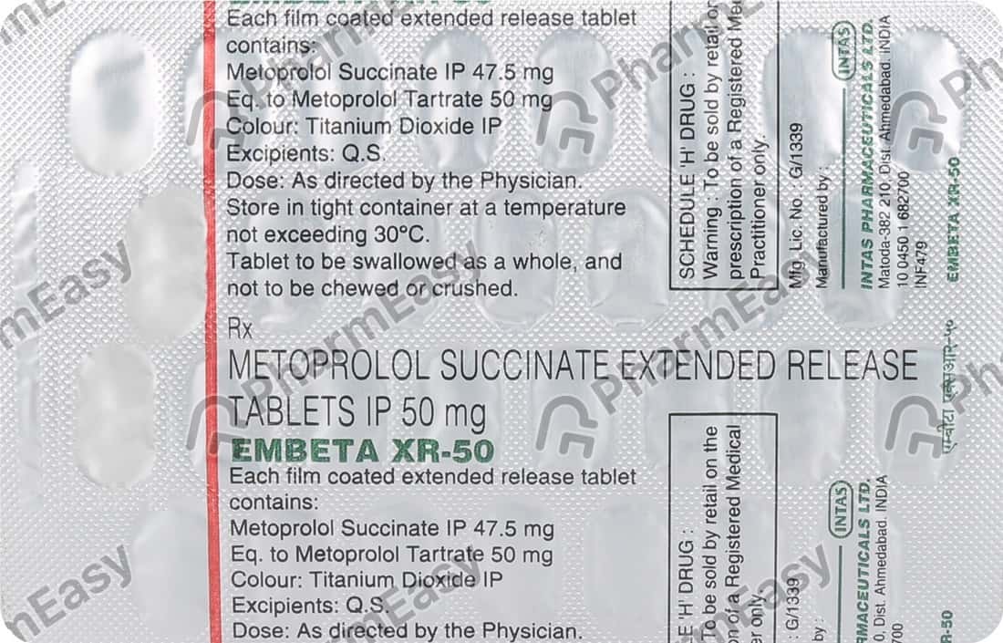 Met Xl 50 MG Tablet (20): Uses, Side Effects, Price, Dosage ...