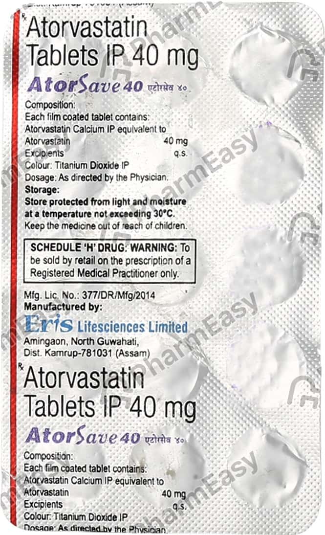Atorsave 40 MG Tablet (15): Uses, Side Effects, Price & Dosage | PharmEasy