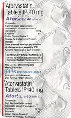Atorsave 40 MG Tablet (15): Uses, Side Effects, Price & Dosage | PharmEasy