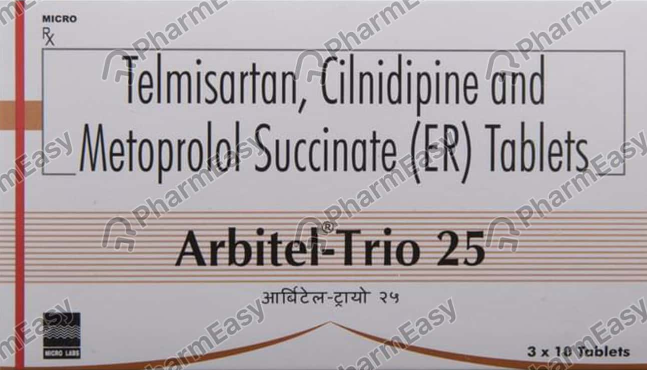 Arbitel Trio 25mg Strip Of 10 Tablets: Uses, Side Effects, Price ...