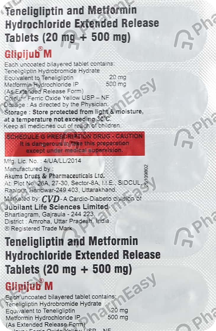 Glipijub M Strip Of 10 Tablets: Uses, Side Effects, Price & Dosage ...