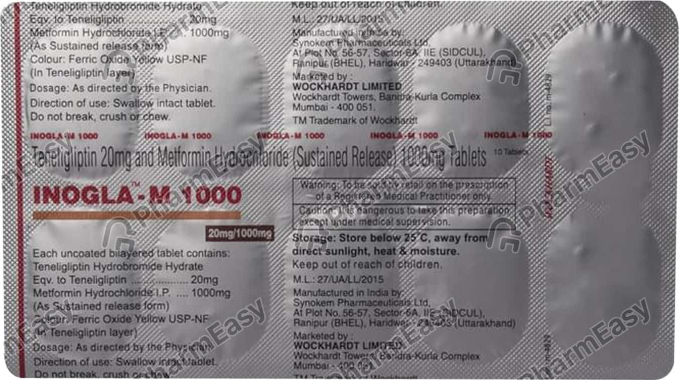 Inogla M 1000mg Strip Of 10 Tablets: Uses, Side Effects, Price & Dosage ...