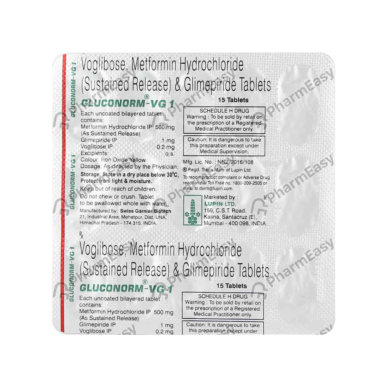 Buy Gluconorm Vg 1mg Strip Of 15 Tablets Online at flat 15% off | PharmEasy