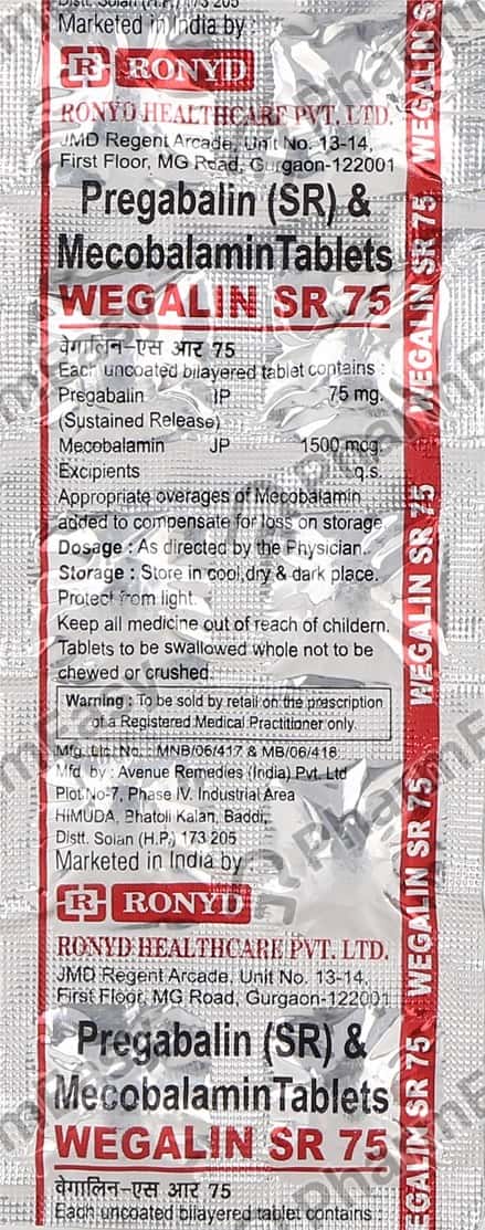 Wegalin Sr 75mg Strip Of 10 Tablets: Uses, Side Effects, Price & Dosage ...