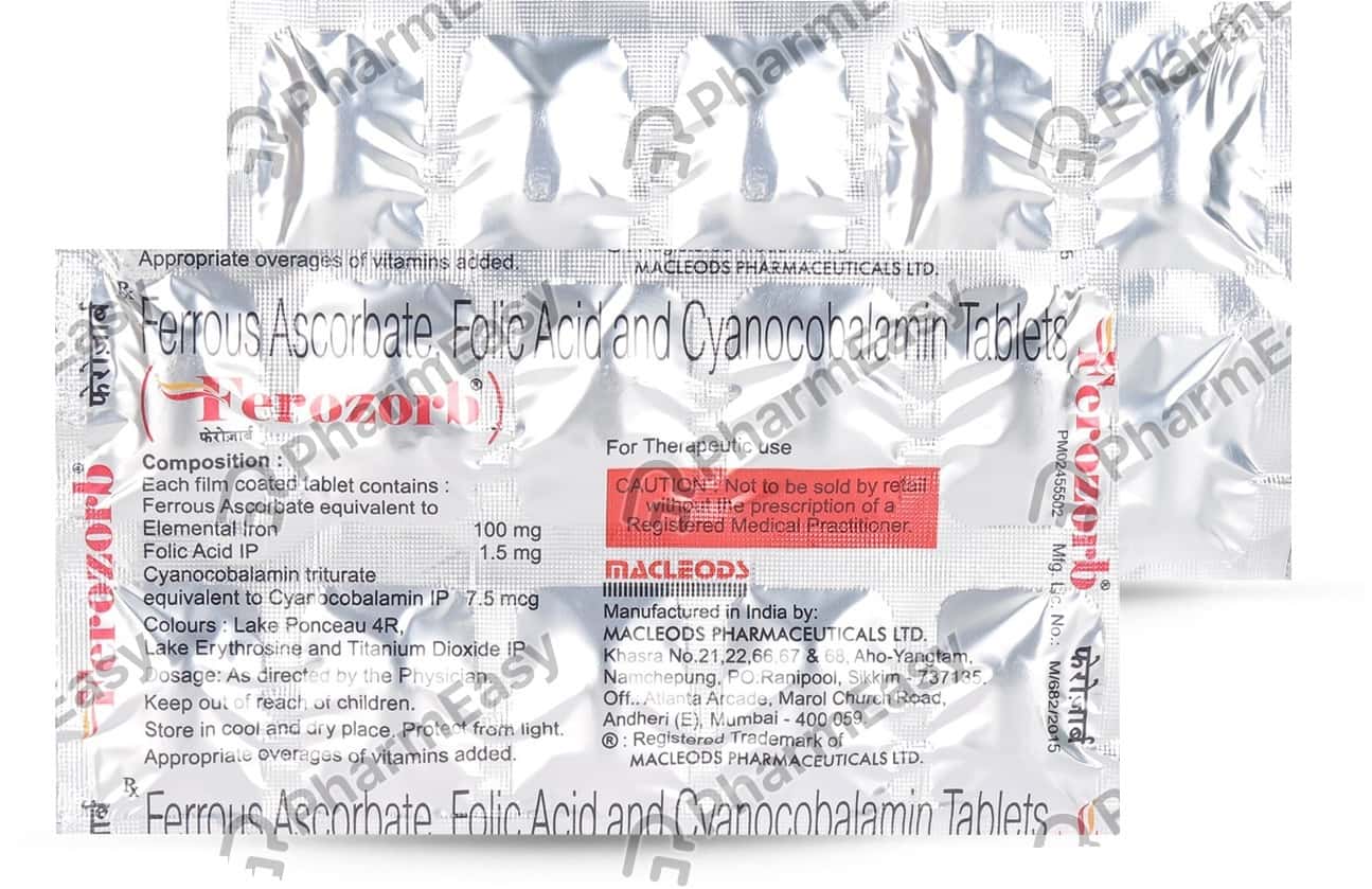 Ferozorb Strip Of 10 Tablets: Uses, Side Effects, Price & Dosage ...