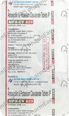 Mpx Cv 625mg Strip Of 10 Tablets: Uses, Side Effects, Price & Dosage ...