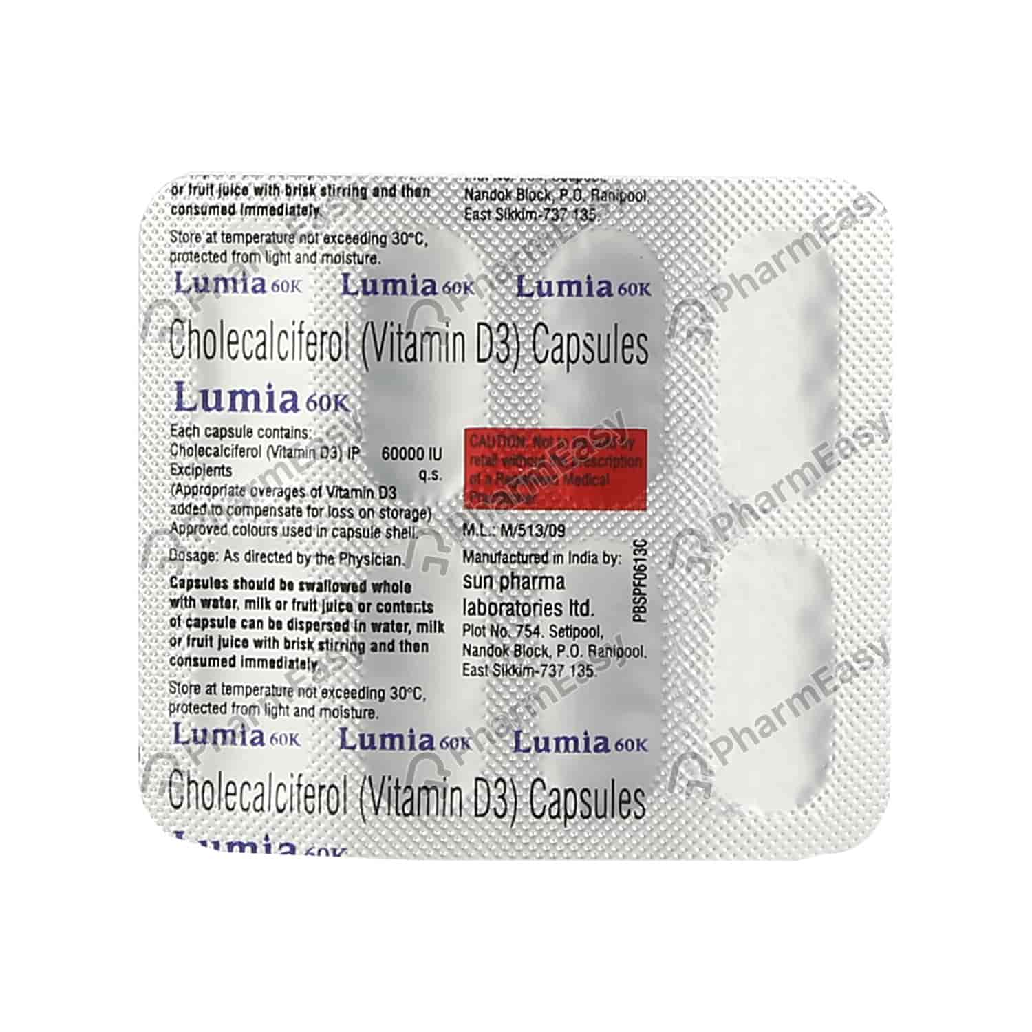 Lumia 60k Strip Of 8 Capsules - Uses, Side Effects, Dosage, Composition ...