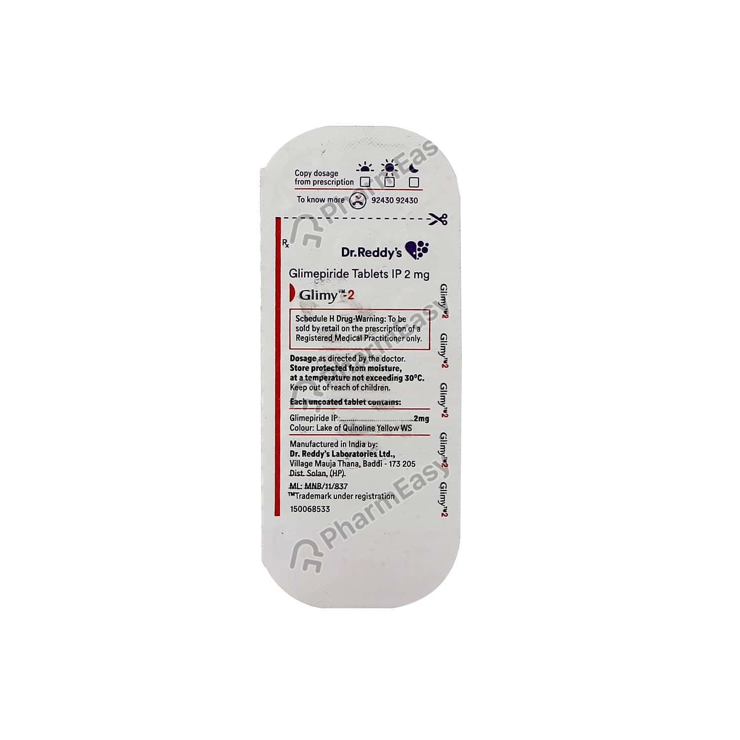 Buy Glimy 2 MG Tablet (14) Online at Flat 18% OFF* | PharmEasy