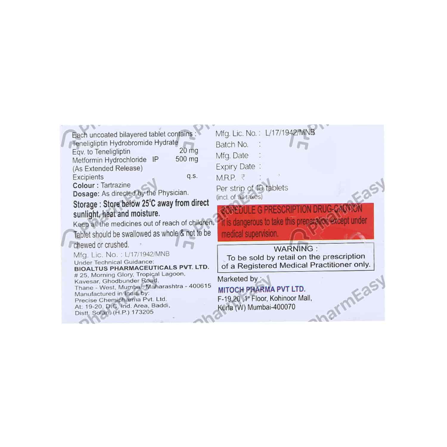 Tenamit M Tab 10'S - Uses, Side Effects, Dosage, Composition & Price ...