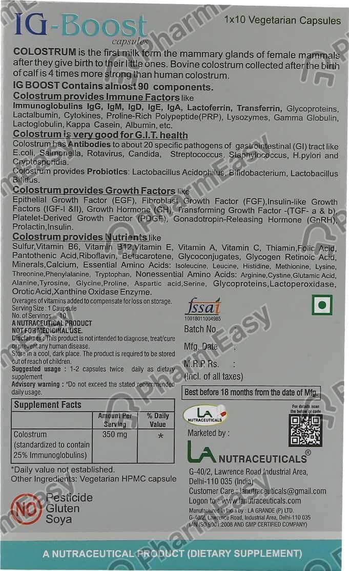 Buy Ig Boost 350 MG Capsule (10) Online at Flat 15% OFF | PharmEasy