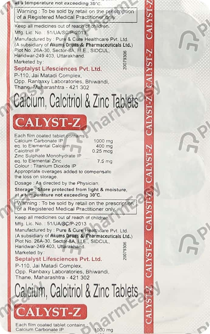 Calyst-Z Strip Of 10 Tablets: Uses, Side Effects, Price & Dosage ...