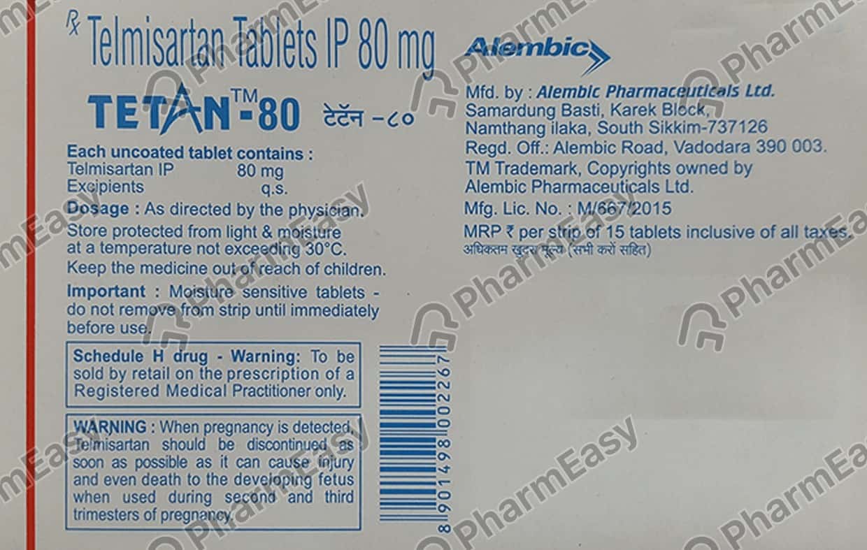Telista H 80mg Tablet: Uses, Side Effects, Price & Dosage | PharmEasy