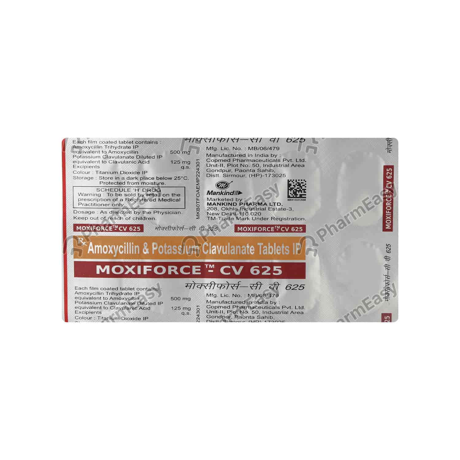 Moxiforce Cv 625 Tab 10'S - Uses, Side Effects, Dosage, Composition ...