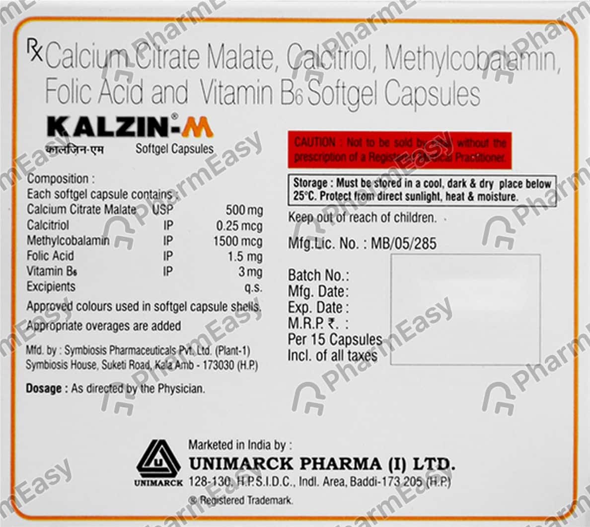 Buy Kalzin M Strip Of 15 Capsules Online at Flat 15% OFF | PharmEasy