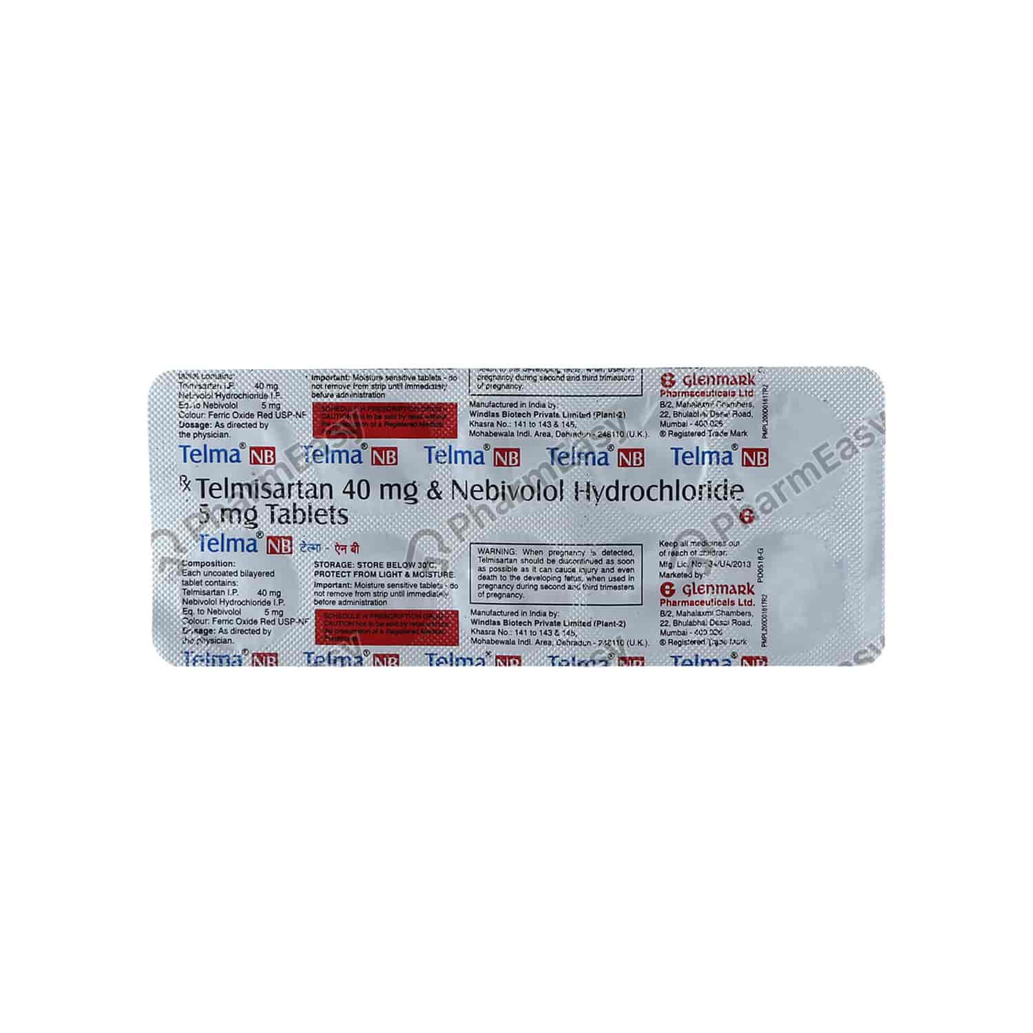 Buy Telma Nb Strip Of 10 Tablets Online at flat 15% off | PharmEasy