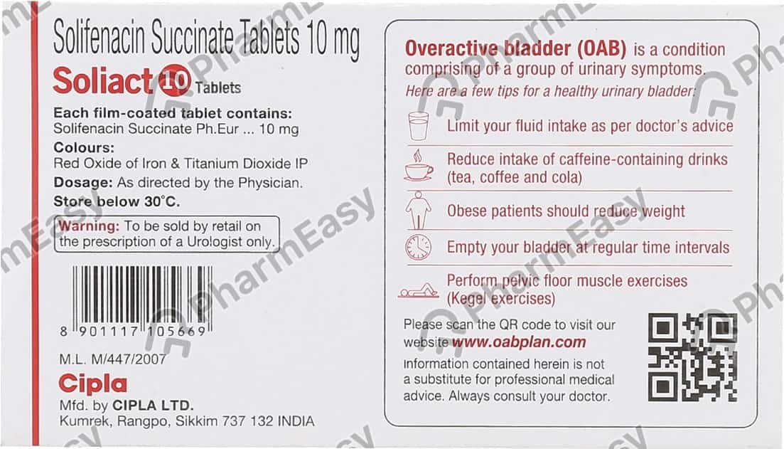 Buy Soliact 10 MG Tablet (15) Online at Flat 15% OFF | PharmEasy