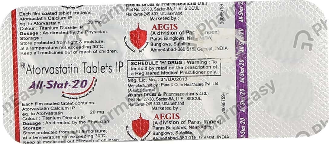 All Stat 20 MG Tablet (10): Uses, Side Effects, Price & Dosage | PharmEasy