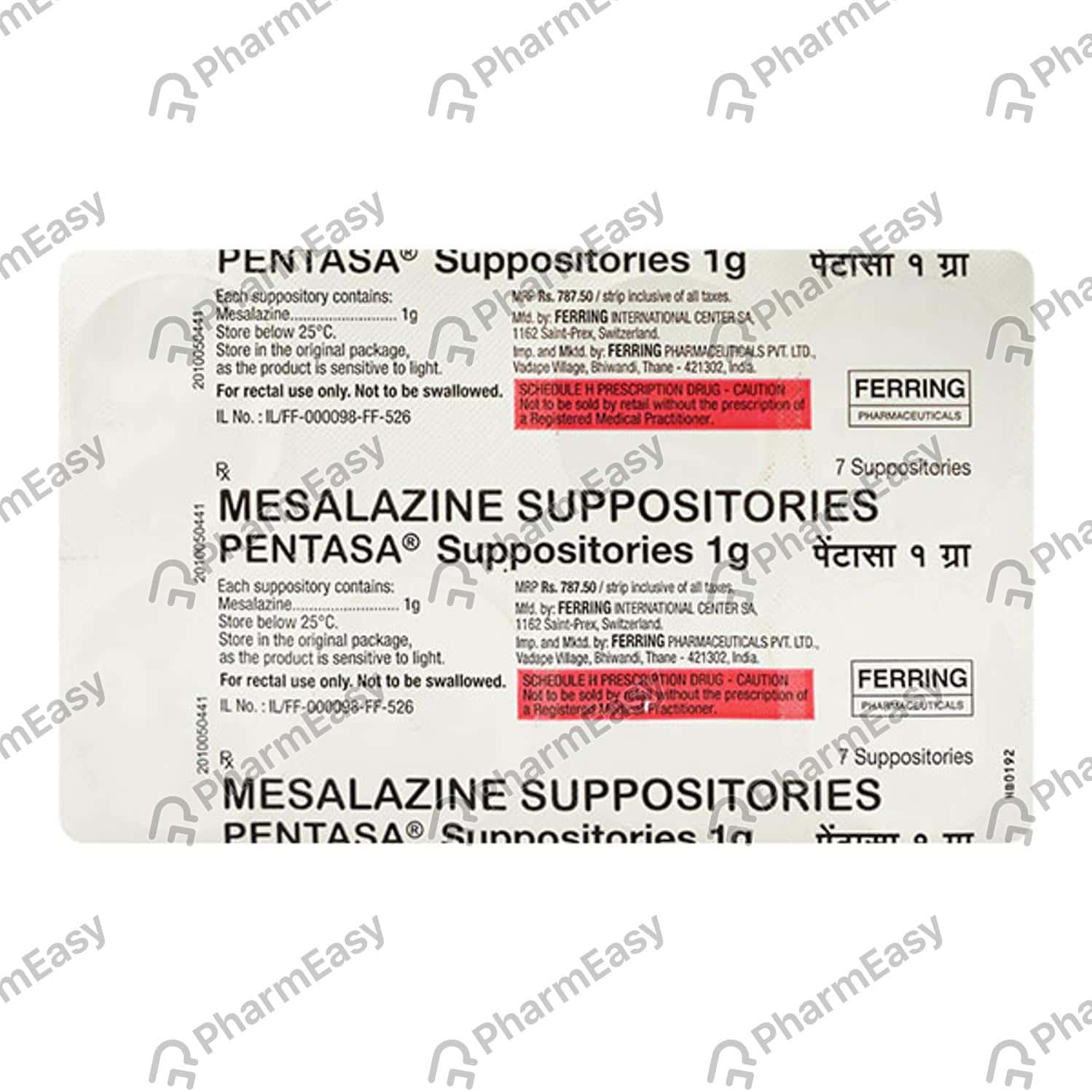 Buy Pentasa 1 G Rectal Suppository (7) Online & Save Up to 24% at PharmEasy