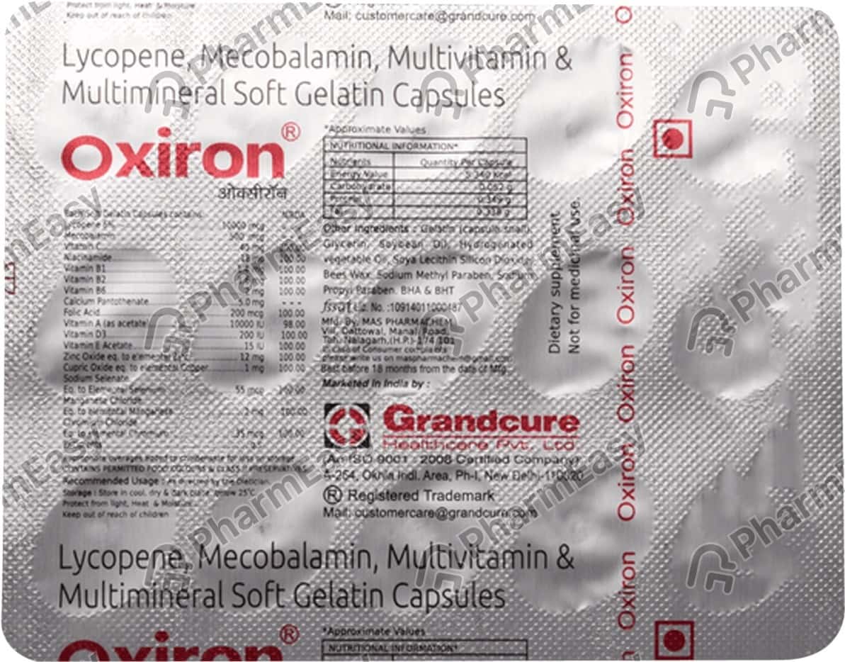 Buy Oxiron Strip Of 15 Capsules Online at Flat 15% OFF | PharmEasy