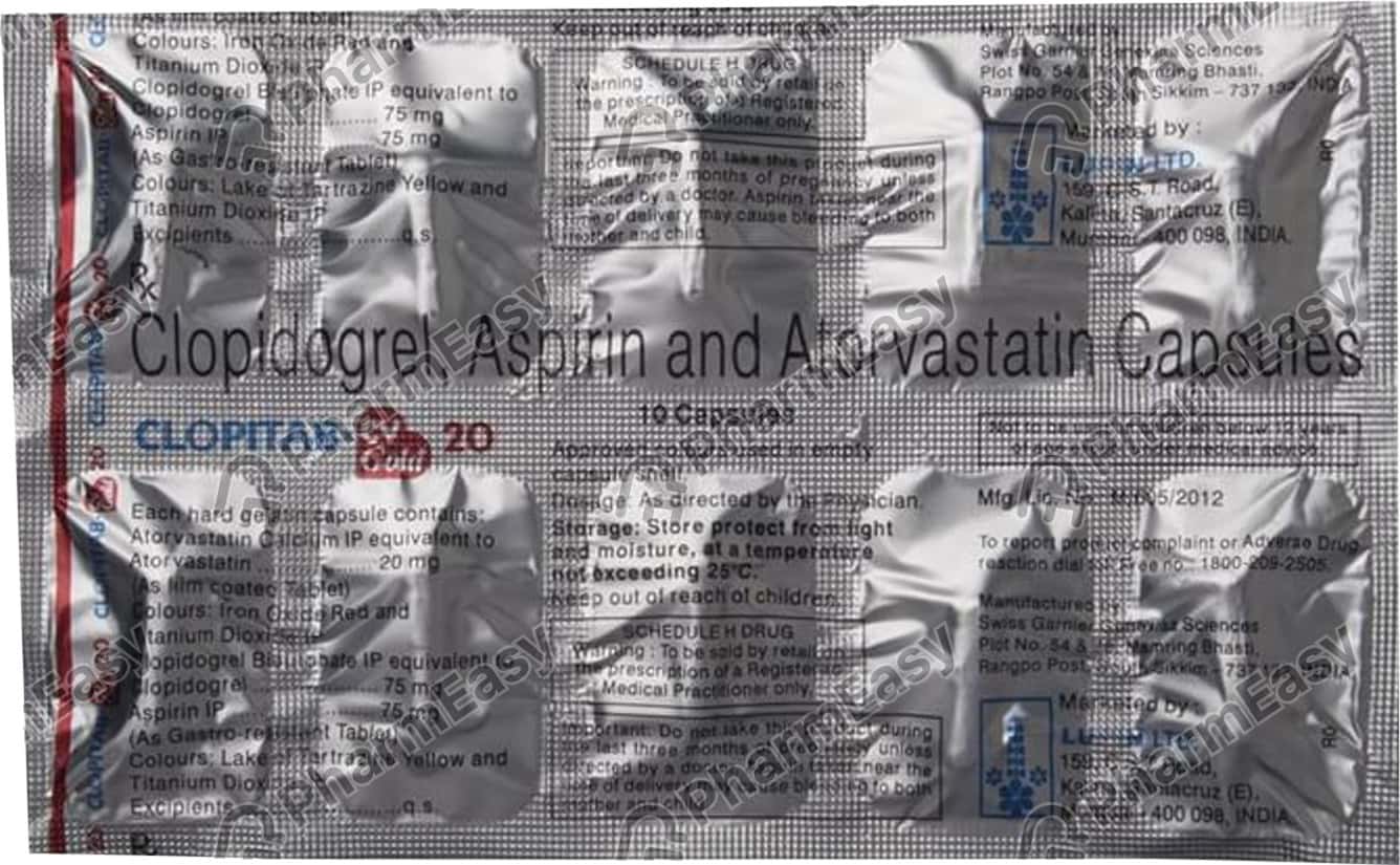 Clopitab Cv Gold 20mg Strip Of 10 Capsules: Uses, Side Effects, Price ...