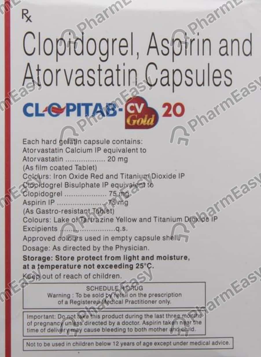 Clopitab Cv Gold 20mg Strip Of 10 Capsules: Uses, Side Effects, Price ...