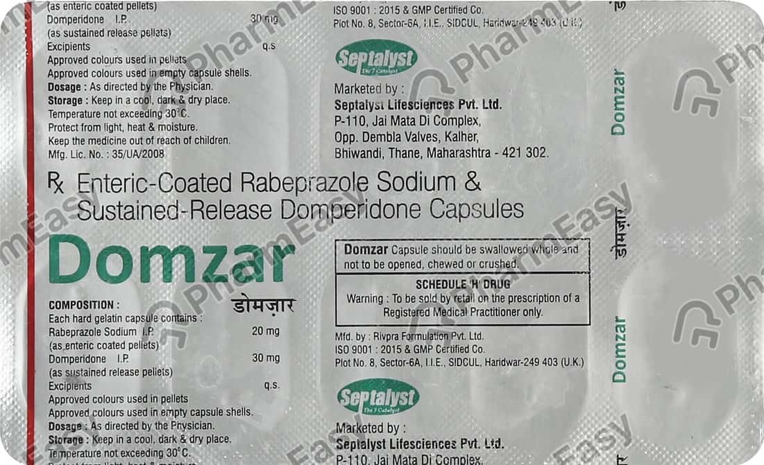 Domzar Strip Of 10 Capsules: Uses, Side Effects, Price & Dosage | PharmEasy