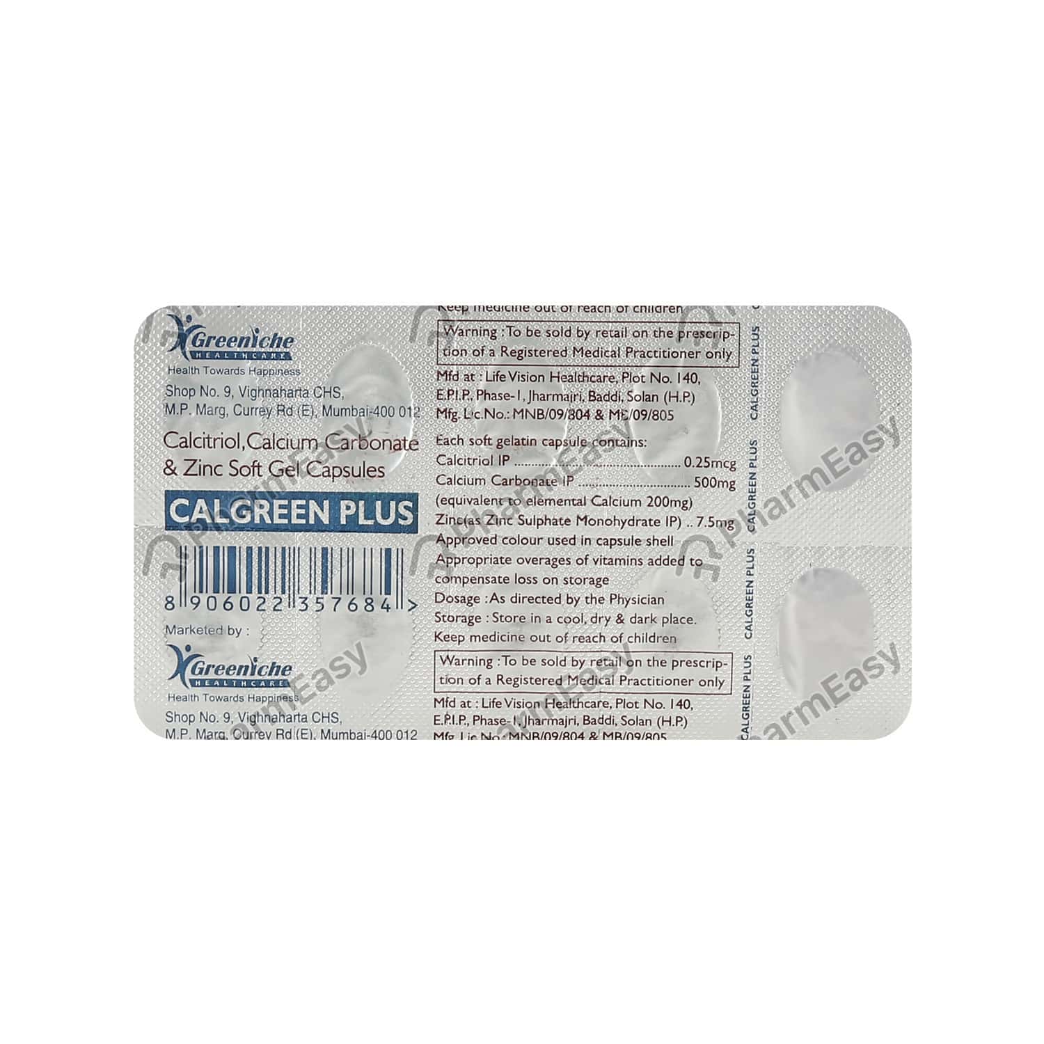 Calgreen Plus Strip Of 10 Capsules: Uses, Side Effects, Price, Dosage ...