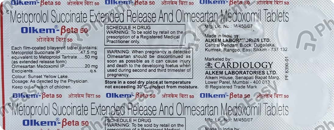 Olkem Beta 50mg Strip Of 10 Tablets: Uses, Side Effects, Price & Dosage ...