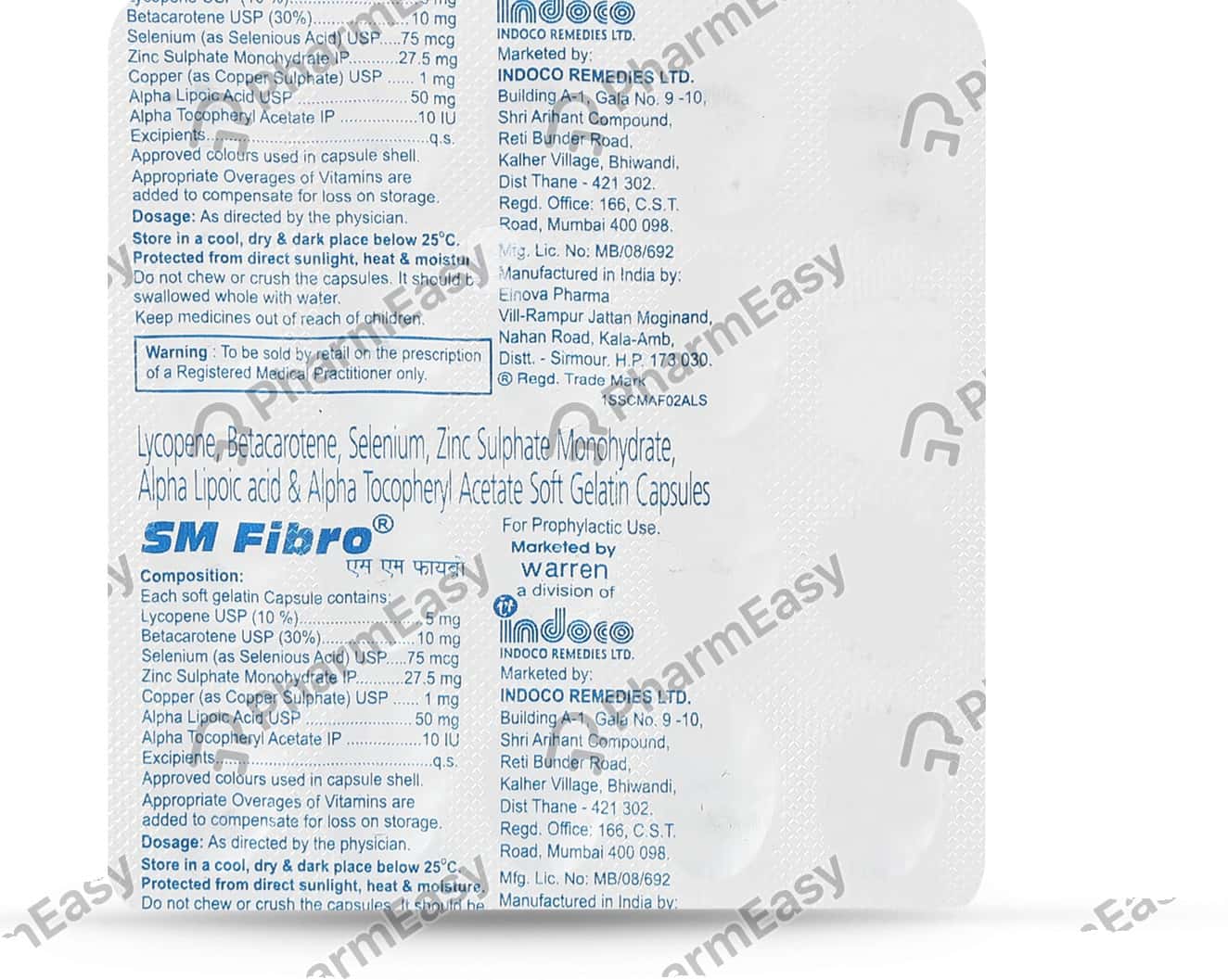 Sm Fibro Strip Of 20 Capsules: Uses, Side Effects, Price & Dosage ...