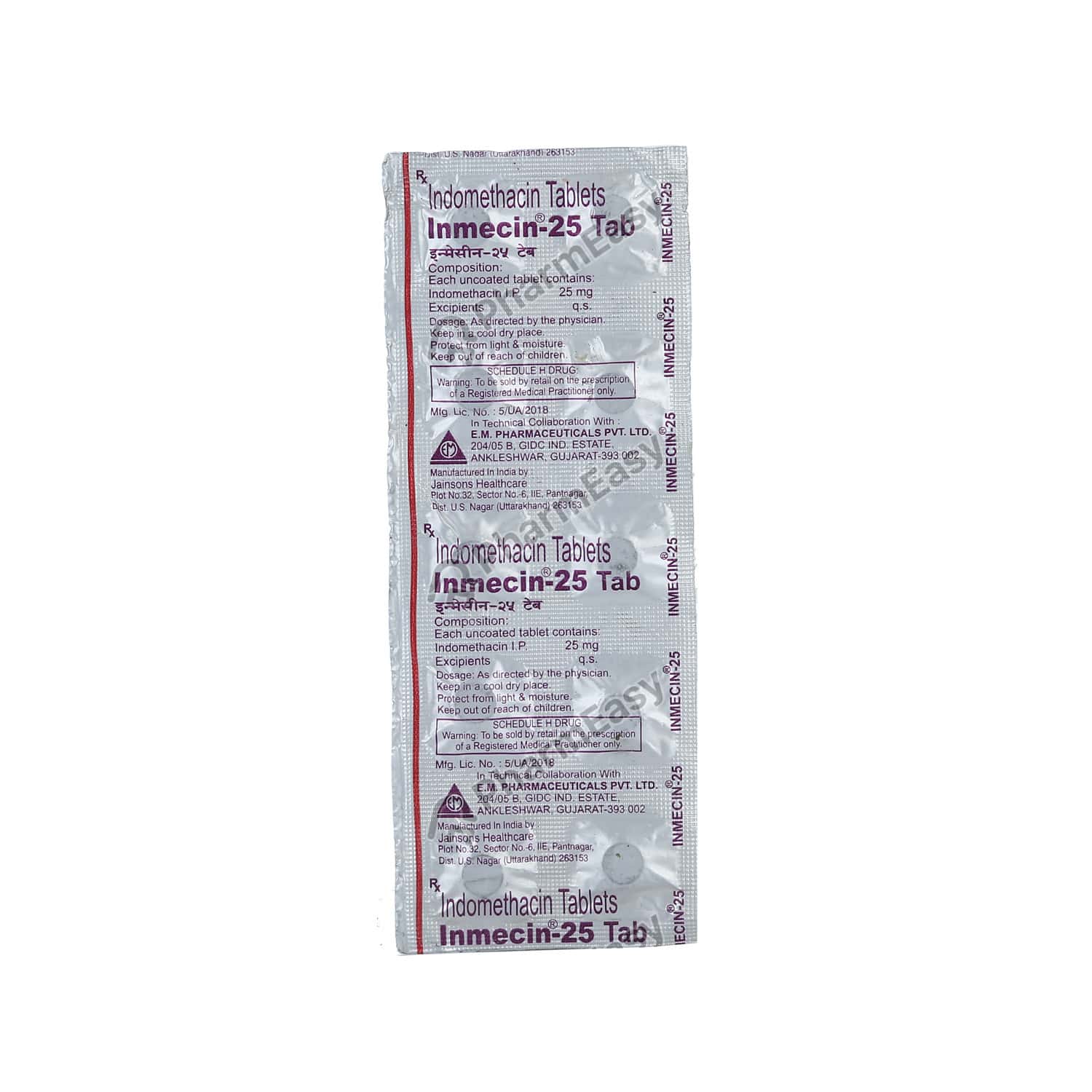 Inmecin 25 MG Tablet (10) - Uses, Side Effects, Dosage, Composition ...