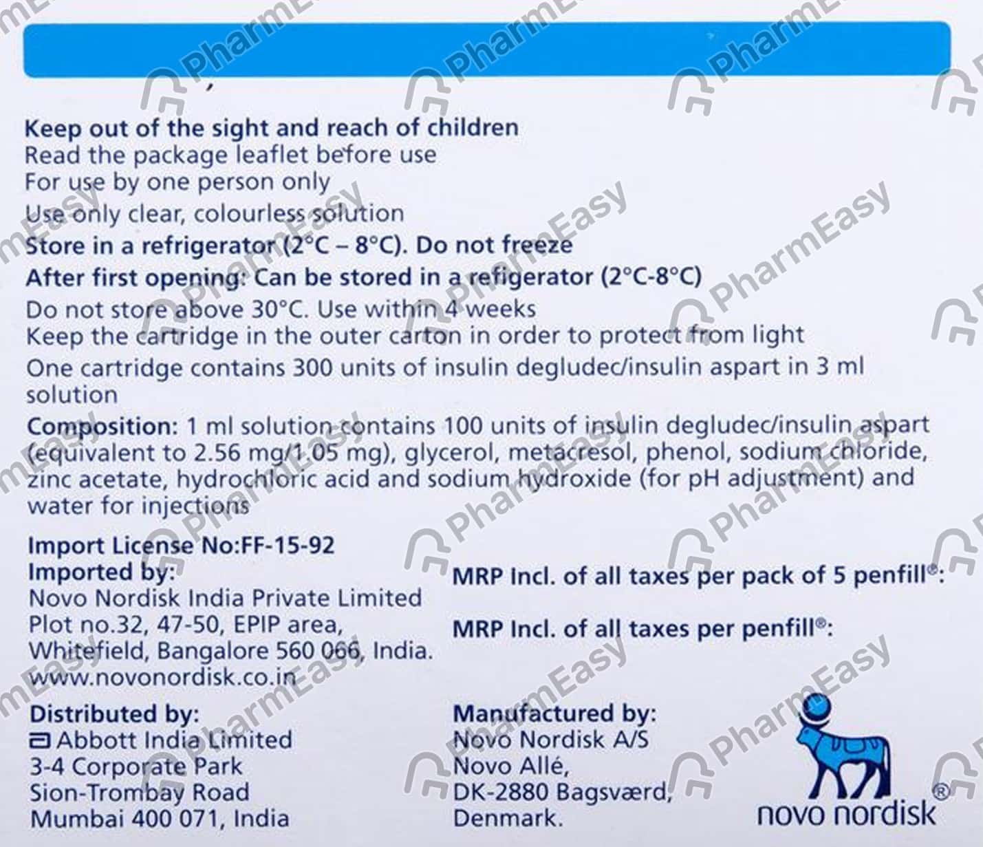 Ryzodeg Penfill 100iu Cartridge Of 3ml Solution For Injection: Uses ...
