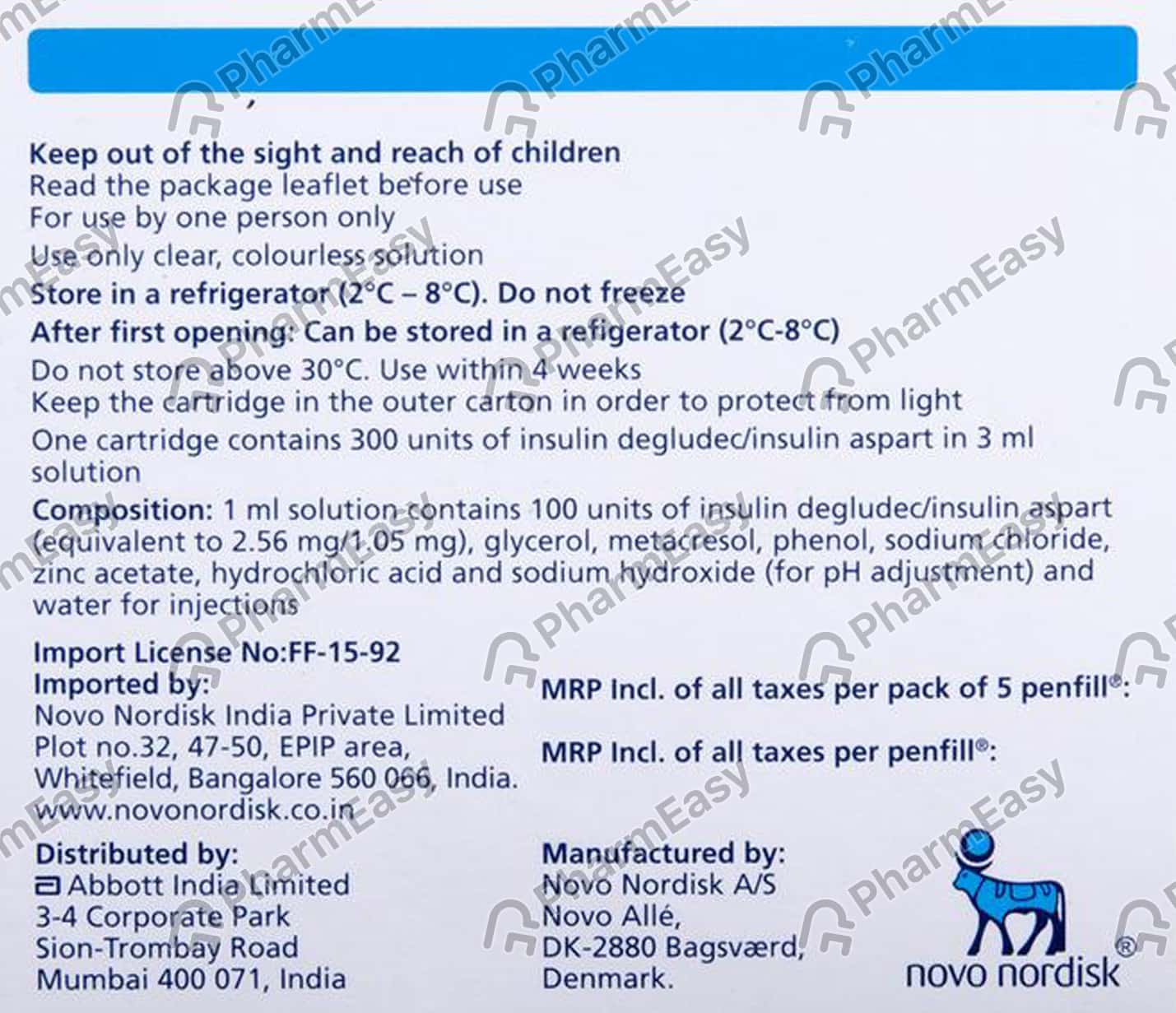 Ryzodeg Penfill 100iu Cartridge Of 3ml Solution For Injection: Uses ...